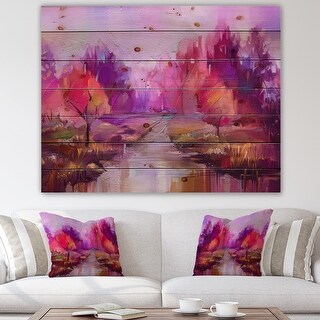 Designart 'Colorful Autumn Trees By Lakeside' Traditional Print on ...
