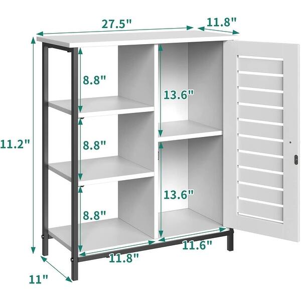 Wood Side Storage Cabinet Cupboard Sideboard with 3 Open Shelves and ...