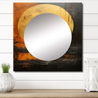 Designart "Lemon Luna in space" Our Solar System Wall Mirror - Fantasy ...