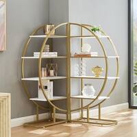 Open Round/ Half Moon Shape Bookshelf with Gold Metal Frame - Bed Bath ...