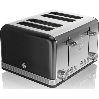 Swan ST19020BN Retro 4 Slice Toaster, Black - Bed Bath & Beyond - 36526199