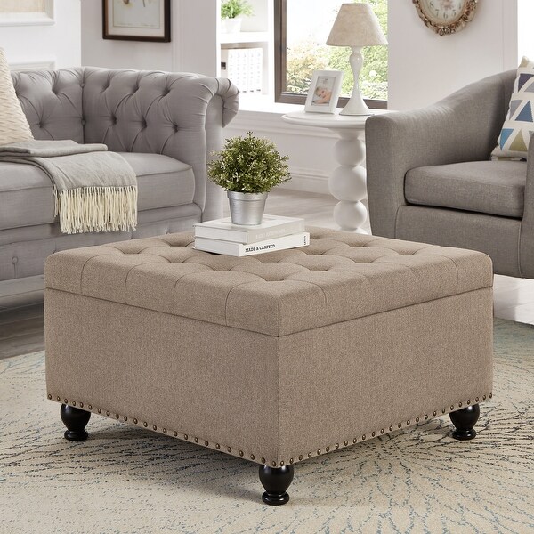 Square cocktail ottoman with storage store