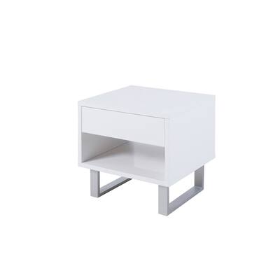 Mila High Glossy White Rectangular 1-drawer End Table - Overstock ...
