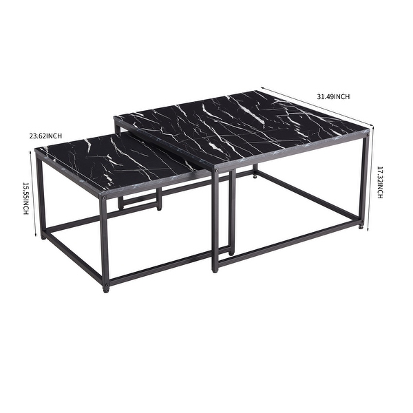 Nesting Coffee Tables Set, 2pc Coffee Table Living Room, Marble Black - Bed Bath & Beyond - 35982658