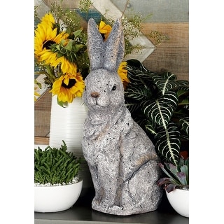 Gray Polystone Indoor Outdoor Rabbit Decorative Garden Sculpture - Bed ...