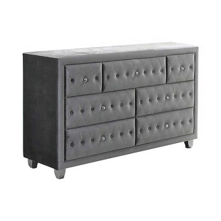 Fabric Upholstered Dresser with Button-Tufting, Gray - Bed Bath ...