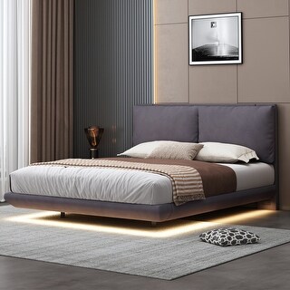 Queen Size Upholstered Platform Bed with Sensor Light and Headboard ...