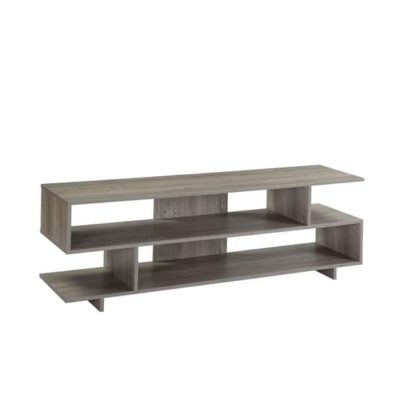 Traditional S-Shaped TV Stand Wooden Frame TV Cabinet with 3 Tier ...