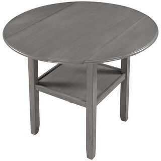 Round Counter Height Kitchen Dining Table with Drop Leaf and One Shelf ...