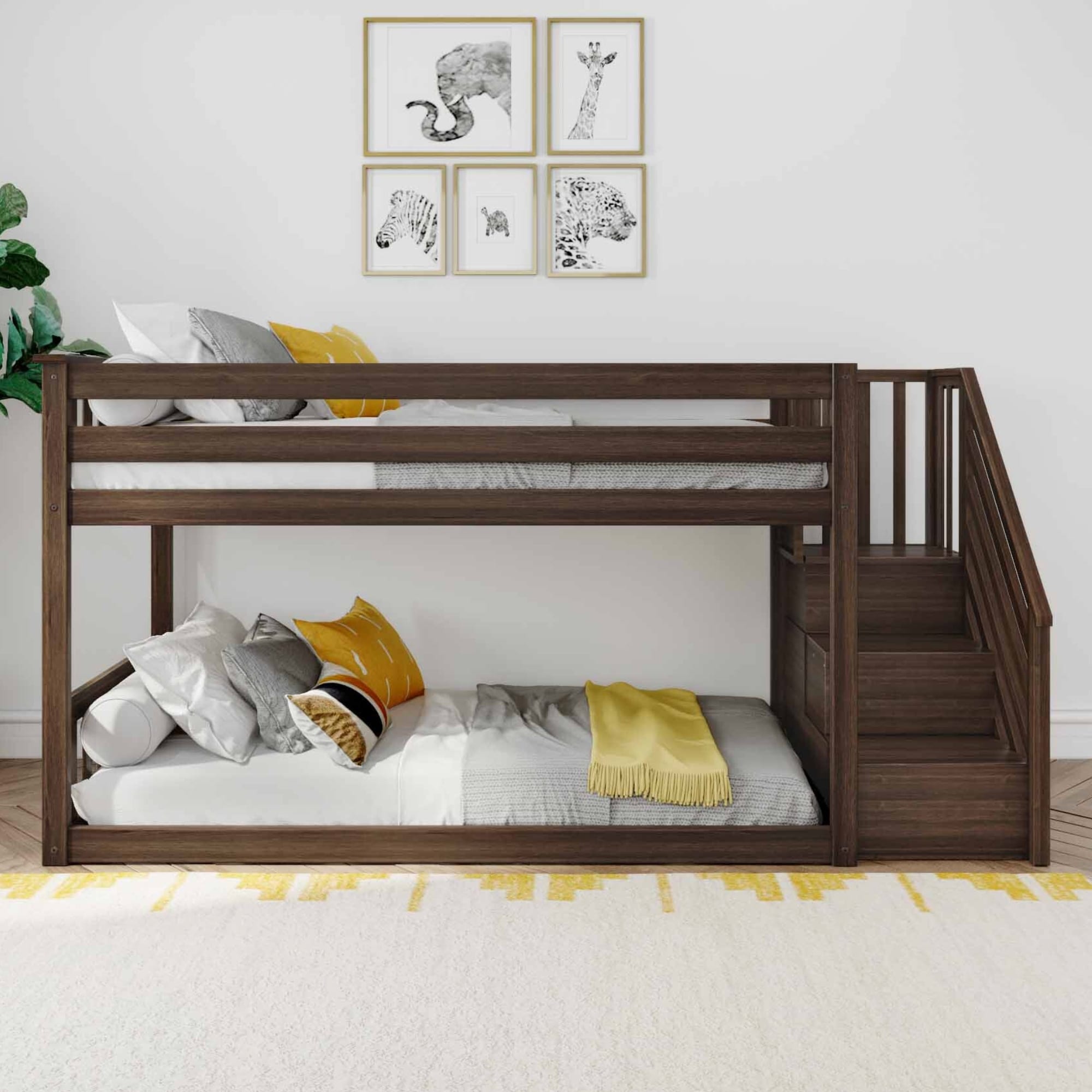 Max & lily twin low bunk bed with staircase store