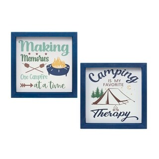 Camping Sentiment Square Wooden Framed Wall Signs - 10" - Set of 4 ...