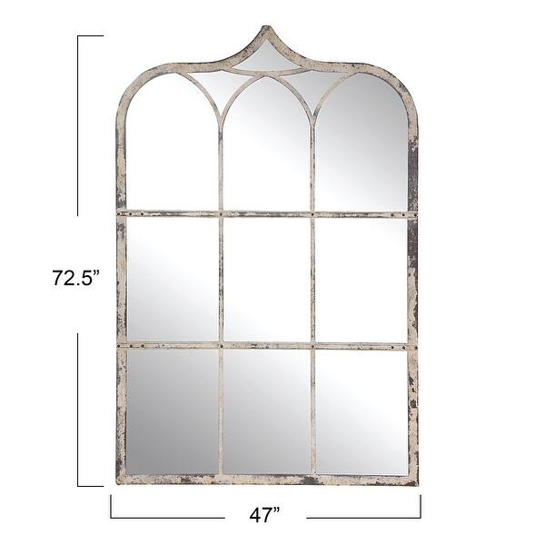 Distressed White Metal Wall Mirror with Arch Designs - Bed Bath ...
