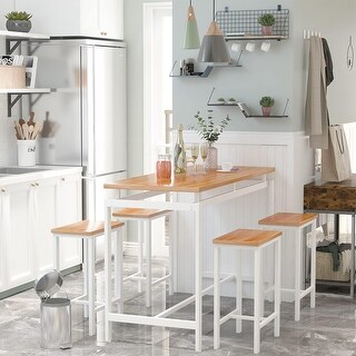 5 Pieces Breakfast Nook Wooden Dining Set with Rectangular Dining Table ...