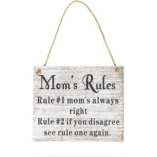 Hanging "Mom's Rules" Wood Outdoor Wall Sign - Bed Bath & Beyond - 40942314
