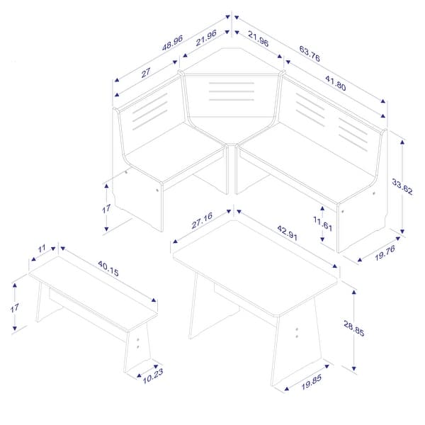 corner breakfast nook dimensions
