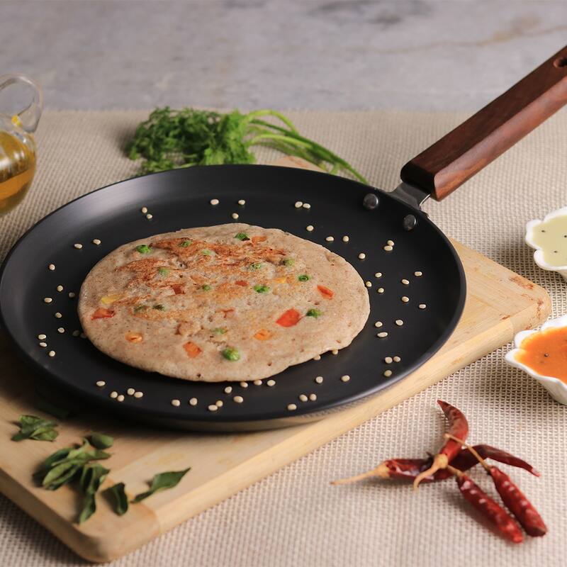 Wonderchef Ebony Non-Stick Anodized Dosa Tawa Griddle Pan 26.5 cm with ...