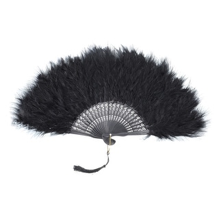 Feather Hand Fan Black Vintage Folding Fan Feather Fan Handheld for ...