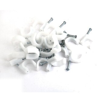 24 Pcs White Plastic Circle Nail Clip for 20mm Dia Cable - Bed Bath ...
