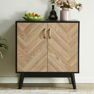 Mid-Century Modern Wood Storage Cabinet with Doors and Shelves - Bed ...