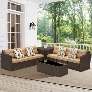 Royalcraft 8 Piece PE Rattan Wicker Outdoor Patio Furniture Set - Bed ...