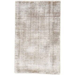 One of a Kind Hand-Woven Modern 2' x 3' Solid Wool Beige Rug - 2' x 3 ...