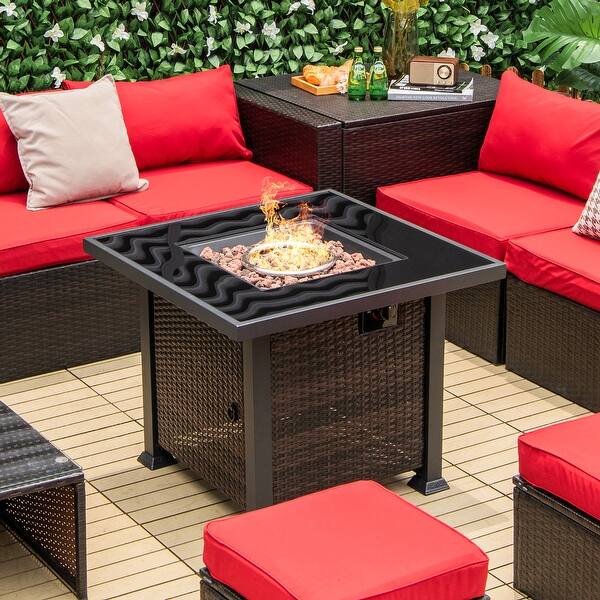 32'' Propane Fire Pit Table 50,000 BTU Square Firepit Heater - Bed Bath ...