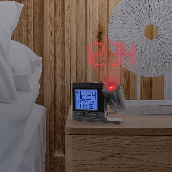 La Crosse Black Atomic Projection Alarm Clock with Temp, 616-41667 ...