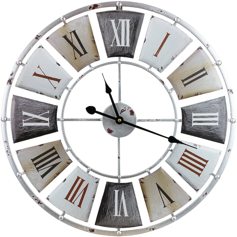 Metal Wall Clock (60 Diameters) Centurion Roman Numeral Hands Rustic ...