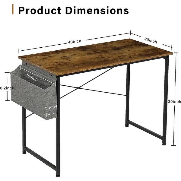 Computer Office Desk 40 Inch Writing Small Space Study Table Modern ...