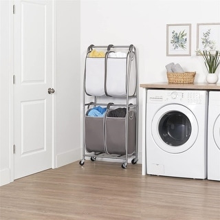 2 Tier Vertical Rolling Laundry Cart Rolling Storage Cart On Wheels ...