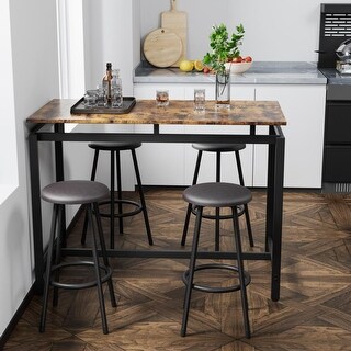 5-Piece Counter Height Kitchen Table Set w/Bar Table and 4 Stools - Bed ...