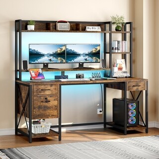 Moasis Home Office Computer Desk, Monitor Stand Letter/A4 File Drawers ...