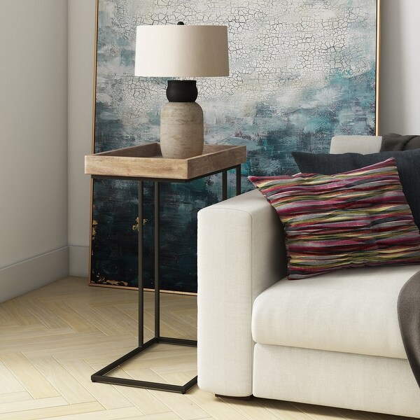 WYNDENHALL Matty SOLID MANGO WOOD and Metal 12 inch Wide Rectangle Industrial C Side Table 18.1 W x 11.8 D x 25.2 H On Sale Bed Bath Beyond 33634807