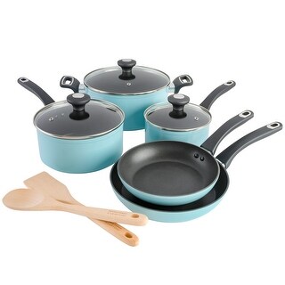 Everyday Hearne 10-Piece Dusty Blue Enamel Aluminum Cookware Set - Bed ...
