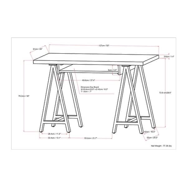 WYNDENHALL Hawkins Industrial 50 inch Wide SOLID WALNUT WOOD and Metal ...