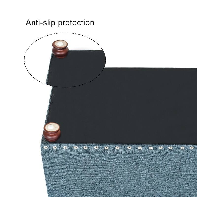 Adeco 24'' Rectangular Upholstered Storage Ottoman Fabric Foot stool ...