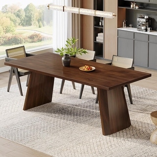 70 Inches Dining Table for 6 to 8 People, Walnut Brown - 70.9" L x 31.5 ...