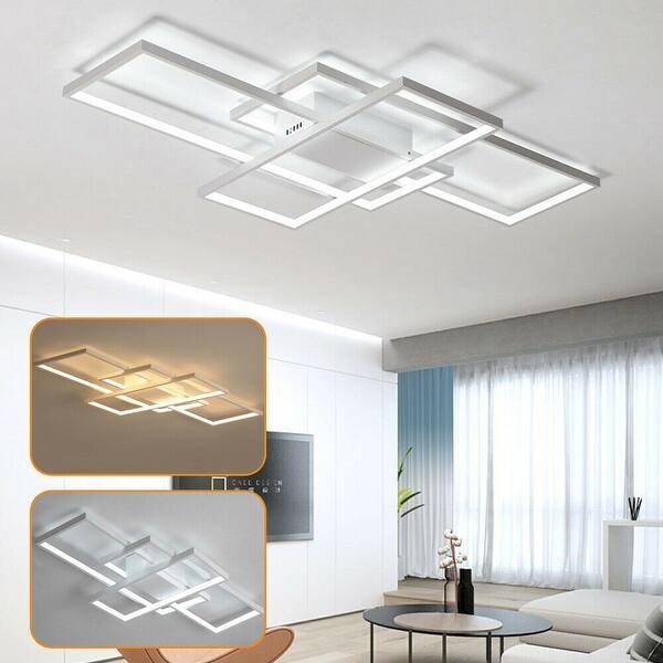 Acrylic LED Ceiling Light Flush-Mounted Chandelier 3 Color Remote - 90 ...