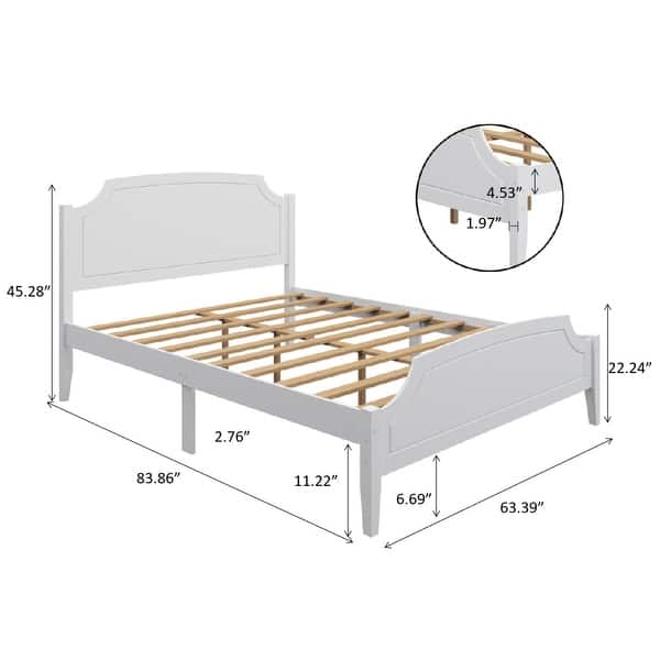 Roman Style Queen Solid Wood Slat Support Platform Bed Frame with ...