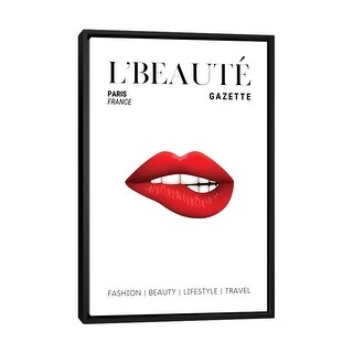 iCanvas "L'Beaute Beauty Magazine Cover With Red Lipstick On Bitten ...