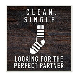 Stupell Humorous Single Sock Laundry Sign Grain Pattern Wood Wall Art ...