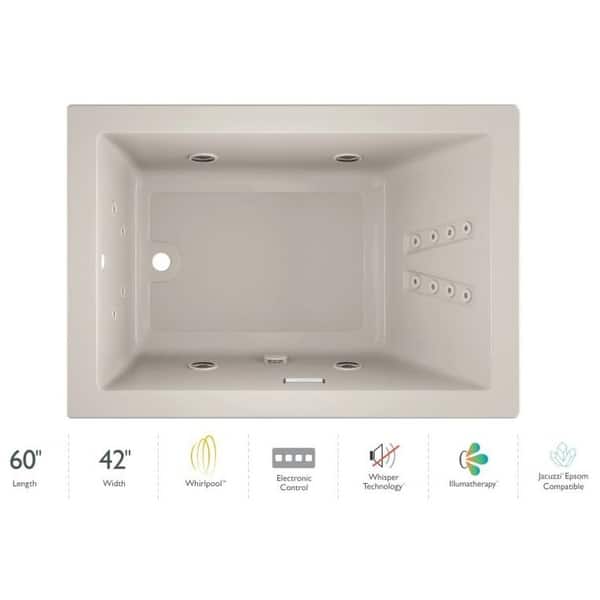 Jacuzzi 60" x 42" Solna Drop-In/Undermount Luxury Whirlpool Bathtub ...