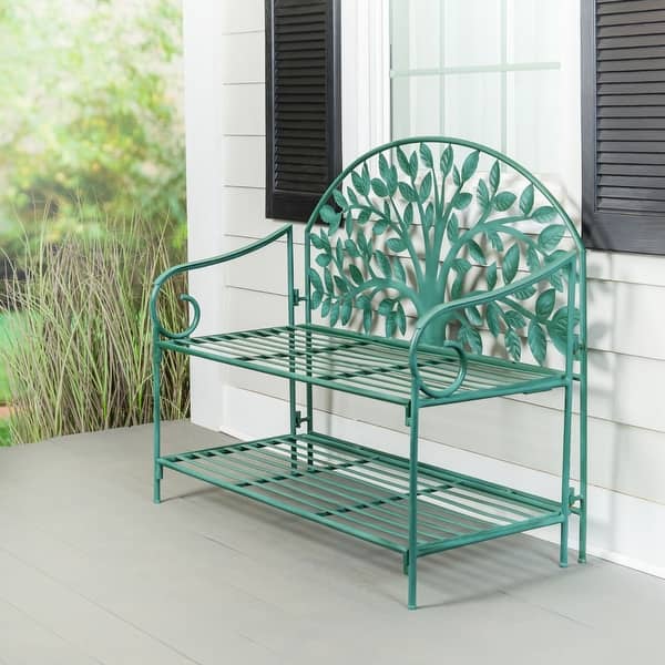 Tree of Life Metal Garden Storage Bench - 43x38x20 - Bed Bath & Beyond ...