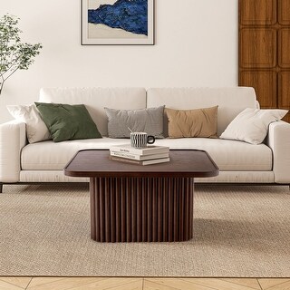 Pedestal Coffee Table with Fluted Base - Bed Bath & Beyond - 42378676