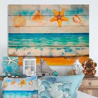 Designart 'Colorful Painting Of Coastal Seashell' Nautical & Coastal ...