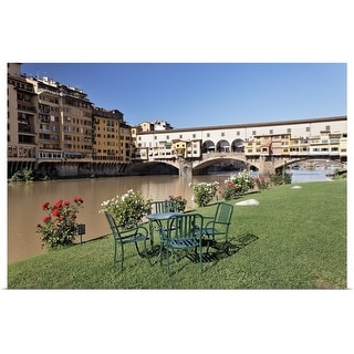 "Ponte Vecchio and table along Arno River" Poster Print - Multi - Bed ...