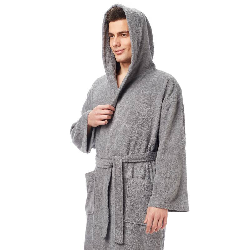 Men's Long Turkish Cotton Hooded Bathrobe - On Sale - Overstock - 35592527