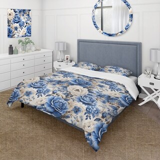 Designart "Blue Neo Victorian Roses Victorian Pattern II" Cottage ...