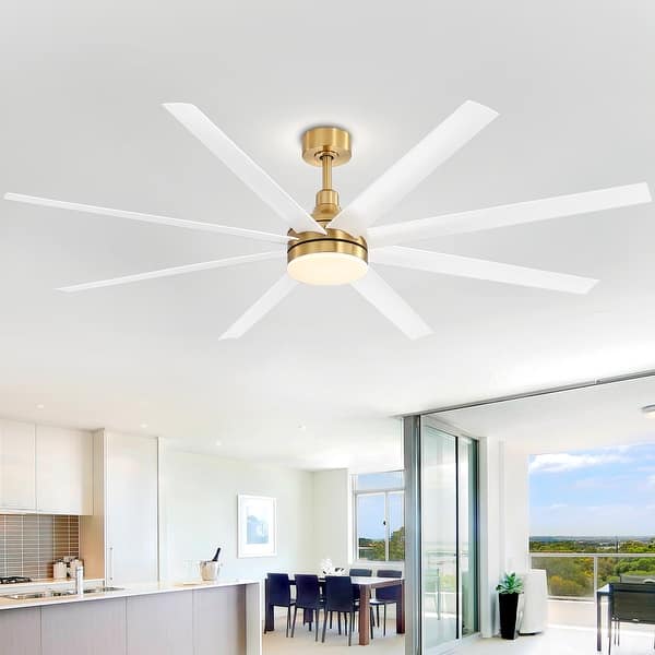 72-in Gold Large Indoor Ceiling Fan with Light Remote (8-Blade) - On ...