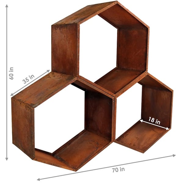 Sunnydaze Hexagon Rustic Honeycomb Log Rack - 30-Inch - 3-Pack - Bed ...